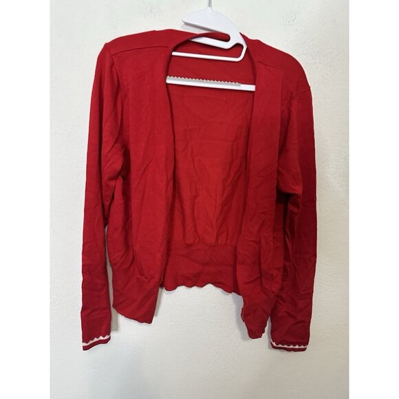 PAIGE | Sweaters | Belle Paige Red Button Up White Trim Cardigan ...